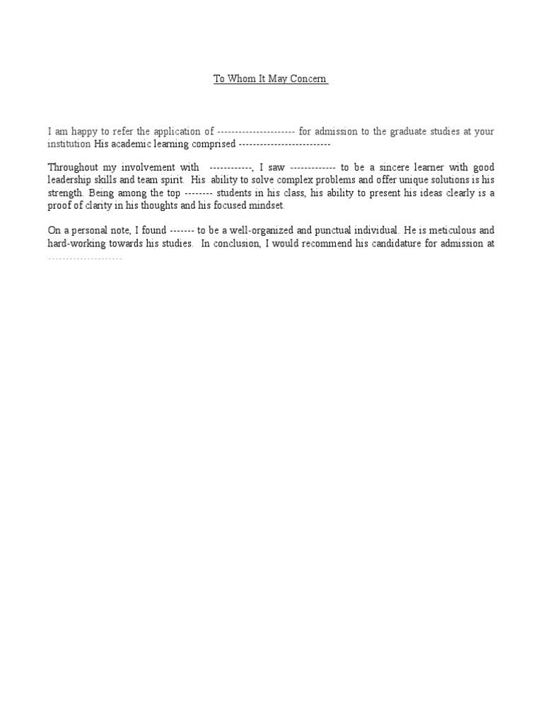 Reco Letter Example | PDF