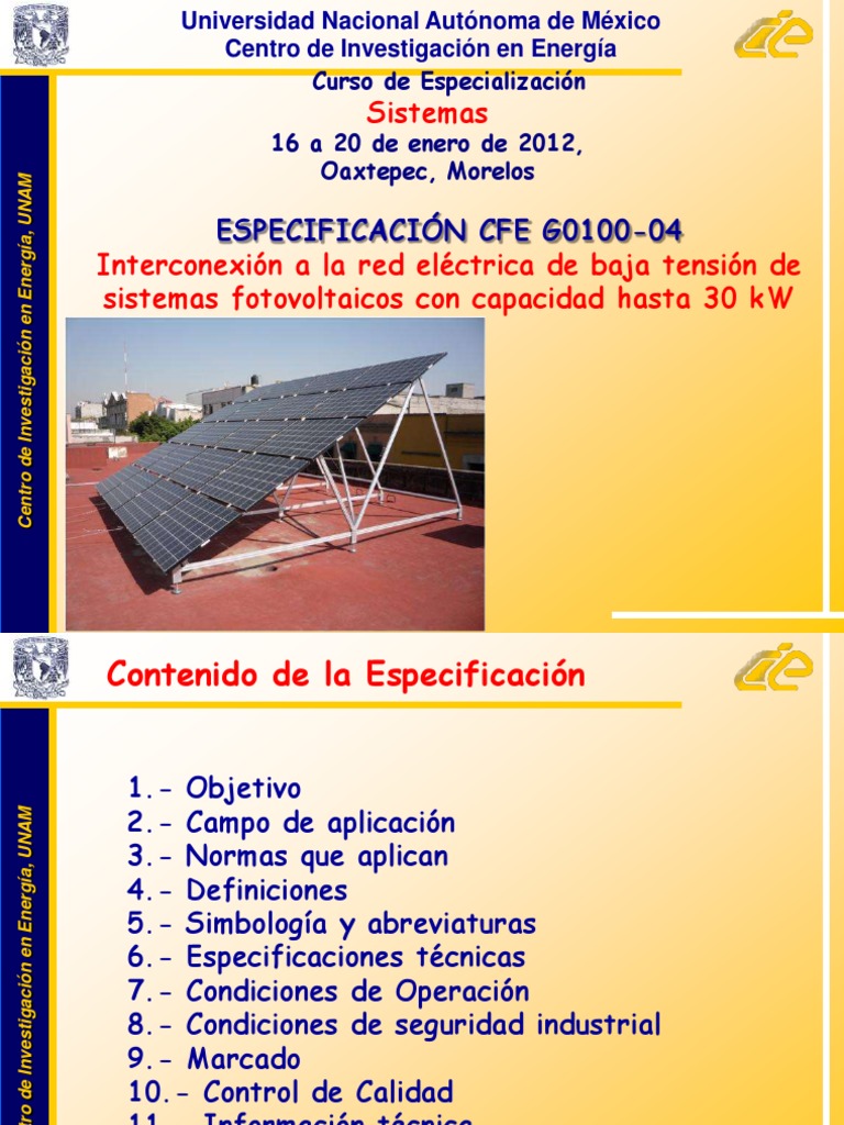 Especificaciones CFE G0100 04 | PDF | Vatio | Corriente eléctrica