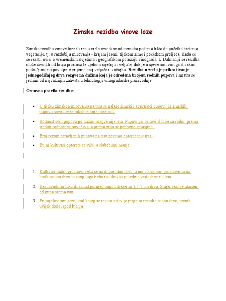Zimska Rezidba Vinove Loze | PDF