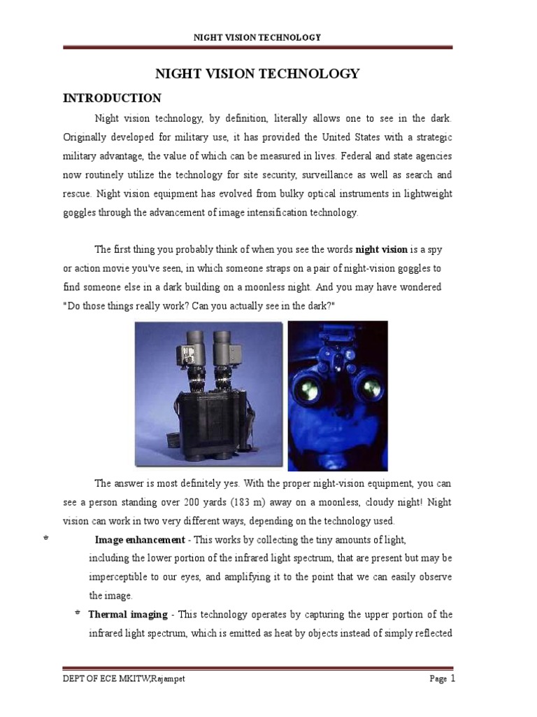 Night-vision-technology-seminar-report-pdf.docx | Infrared | Optical ...