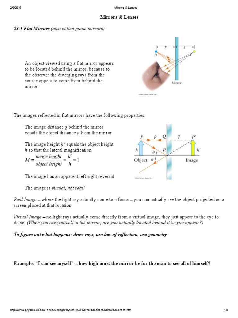 PowerPoint: Mirrors & Lenses | PDF | Lens (Optics) | Natural Philosophy