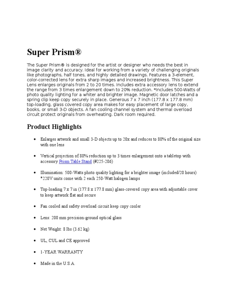 Super Prism®: Precision Image Enlarger | PDF | Computers