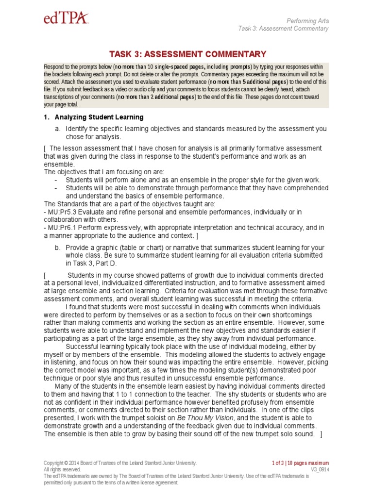 edTPA AssessmentCommentary | PDF | Educational Assessment ...