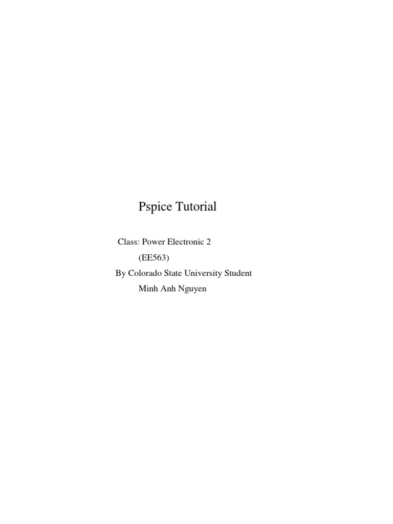 Pspice Tutorial Pdf Spice Electrical Network