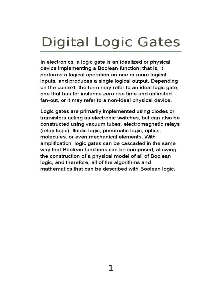 Digital Logic Gates - Pages | PDF | Logic Gate | Logic