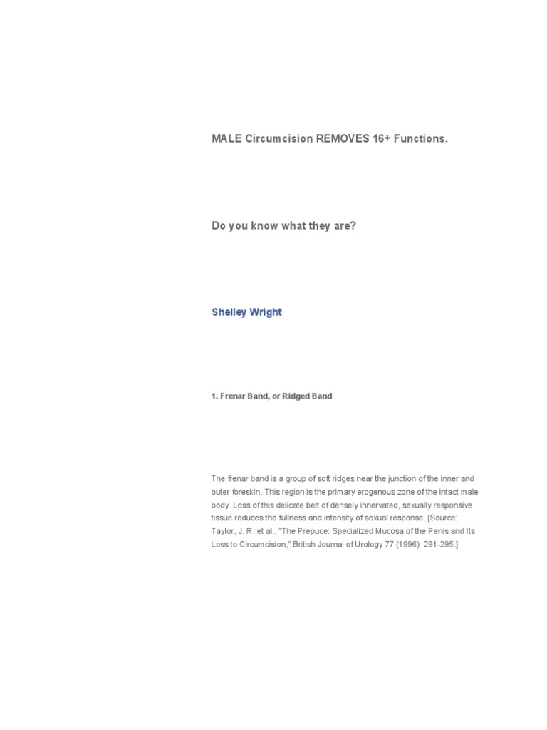 Circumcision: 16+ Functions Lost | PDF | Animal Anatomy | Medical ...
