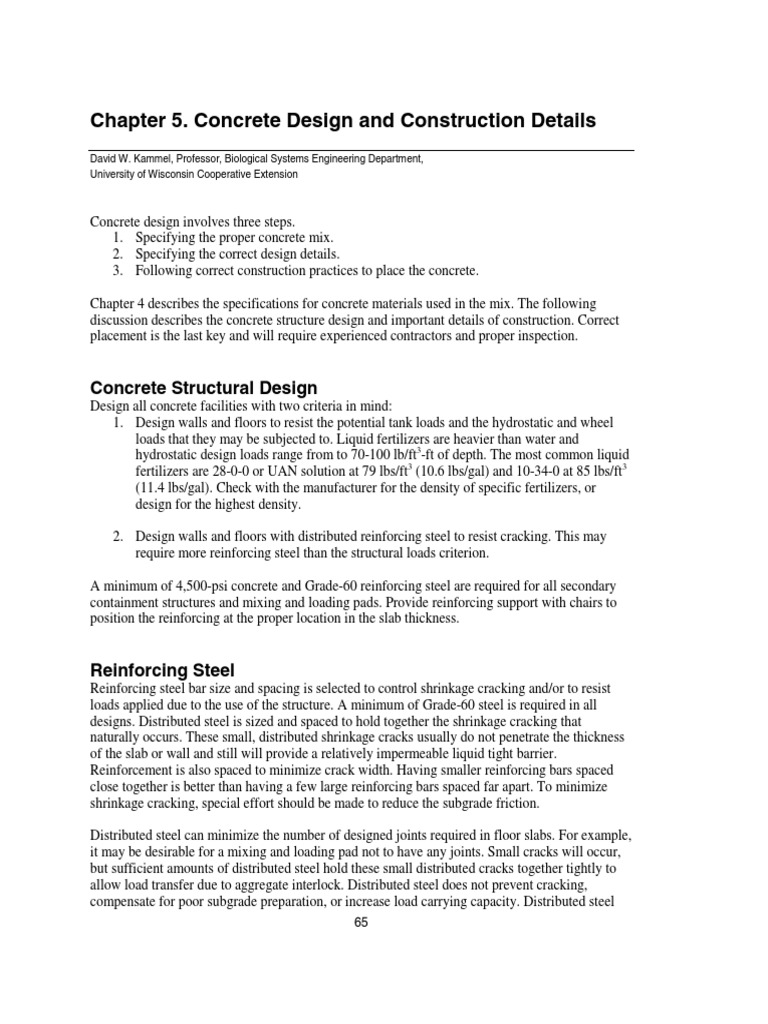 Concrete Design for Containment Floors | PDF | Concrete | Wall