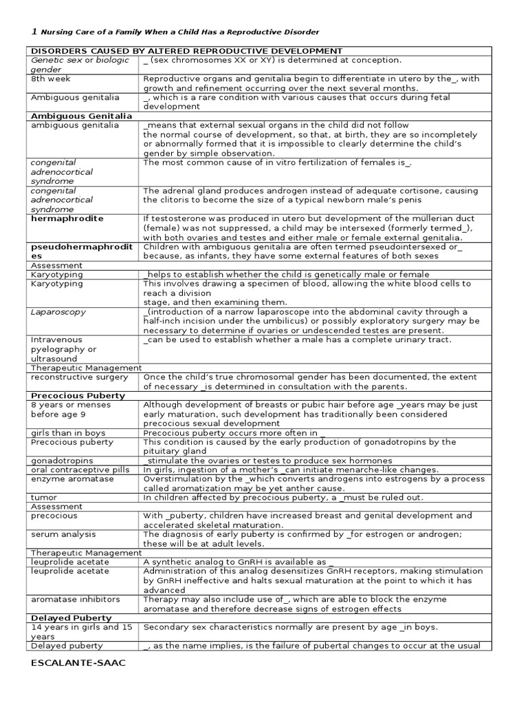 Disorders Caused by Altered Reproductive Development | PDF | Puberty ...