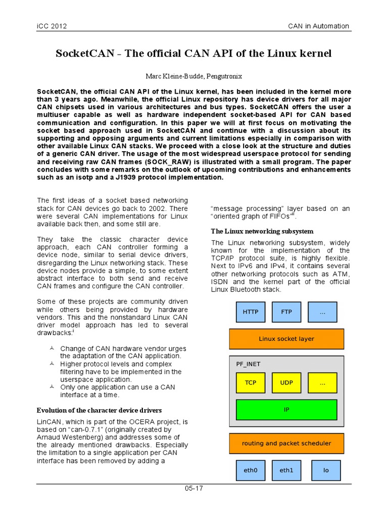 SocketCAN, The Official CAN API of The Linux Kernel | PDF ...