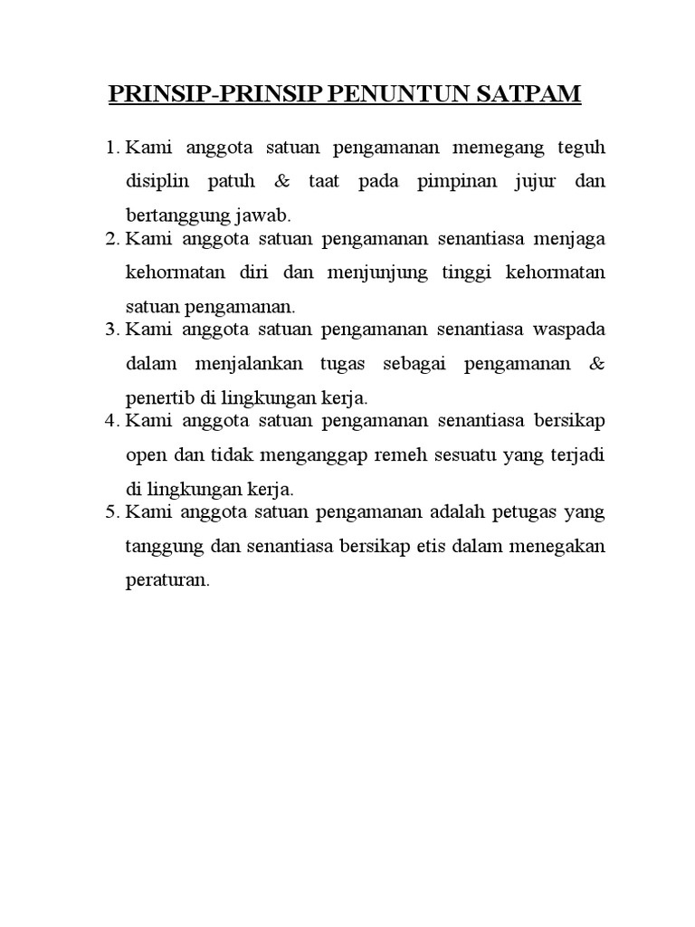Prinsip Prinsip Satpam | PDF