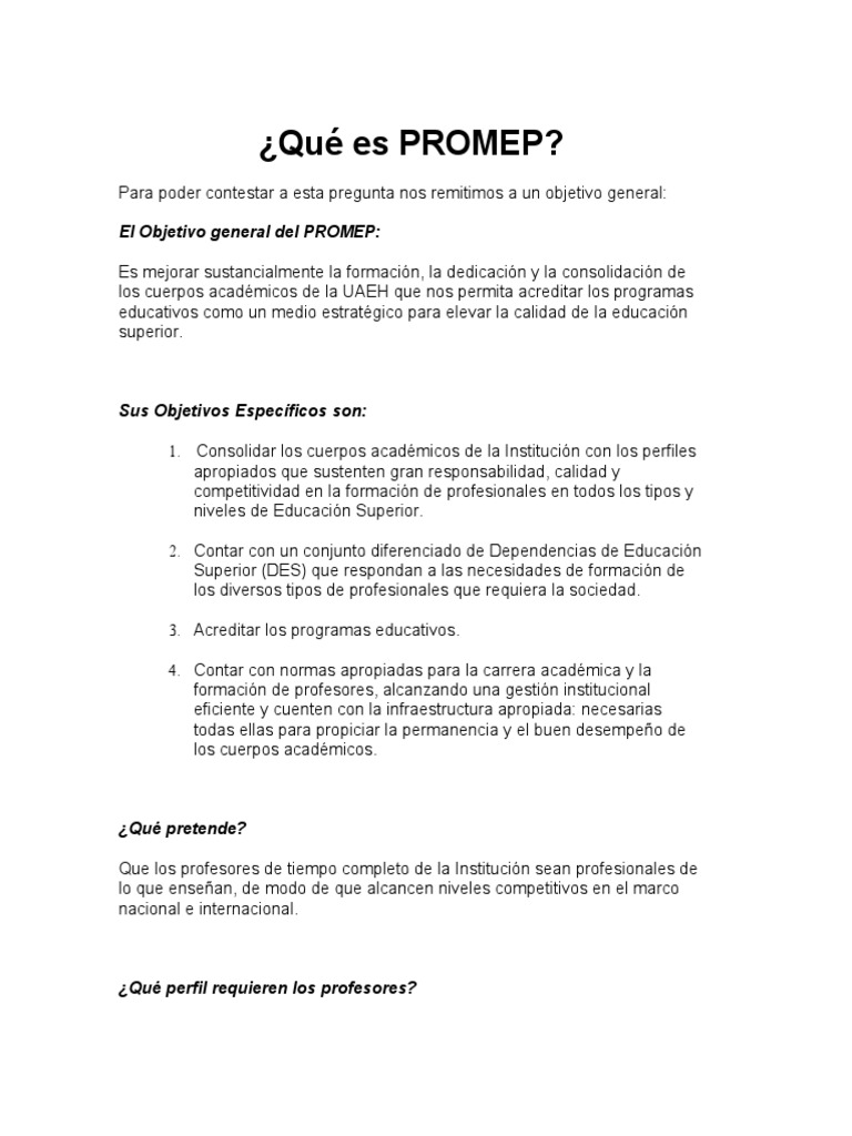 Qué Es Promep | PDF | Maestros | Recursos humanos
