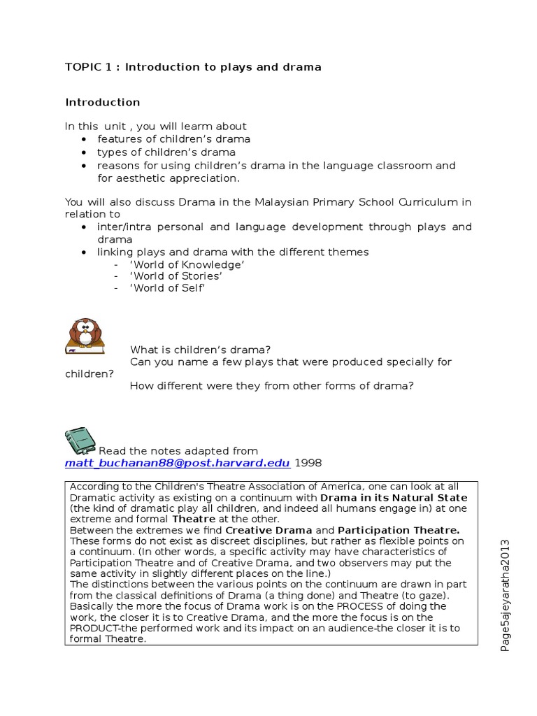 Topic 1 - Introduction To Plays and Drama | PDF | Theatre | Curriculum