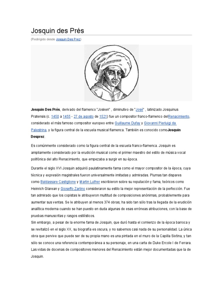 Biografía y obras de Josquin des Prés | PDF | Música clásica | Renacimiento