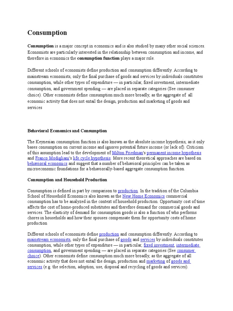 Consumption | PDF | Economic Theories | Consumption (Economics)