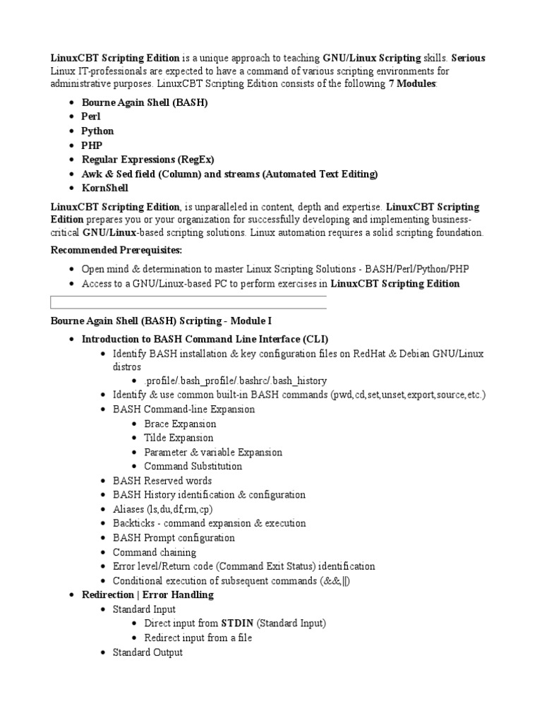 Linuxcbt Scripting Edition | PDF | Regular Expression | Php Linuxcbt Scripting Edition | PDF | Regular Expression | Php
