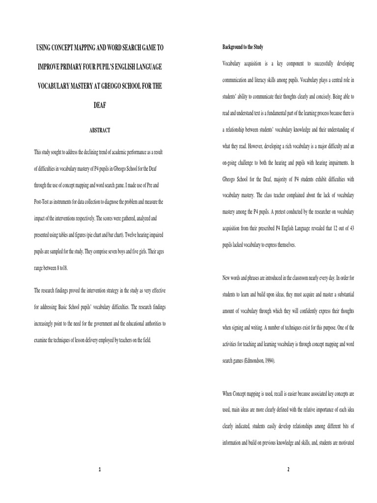 Vocabulary Improvement: Using Concept Mapping and Word Search Game ...