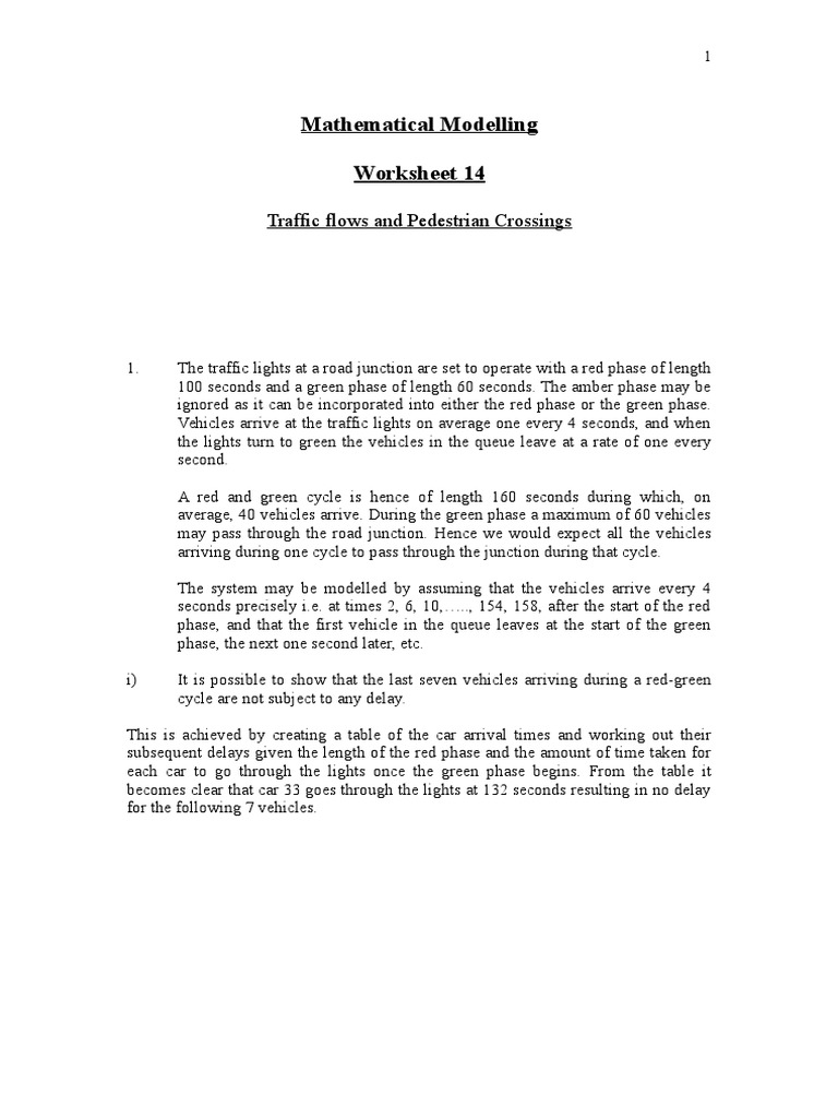 Mathematical Modelling in Traffic Flows | PDF | Traffic | Traffic Light