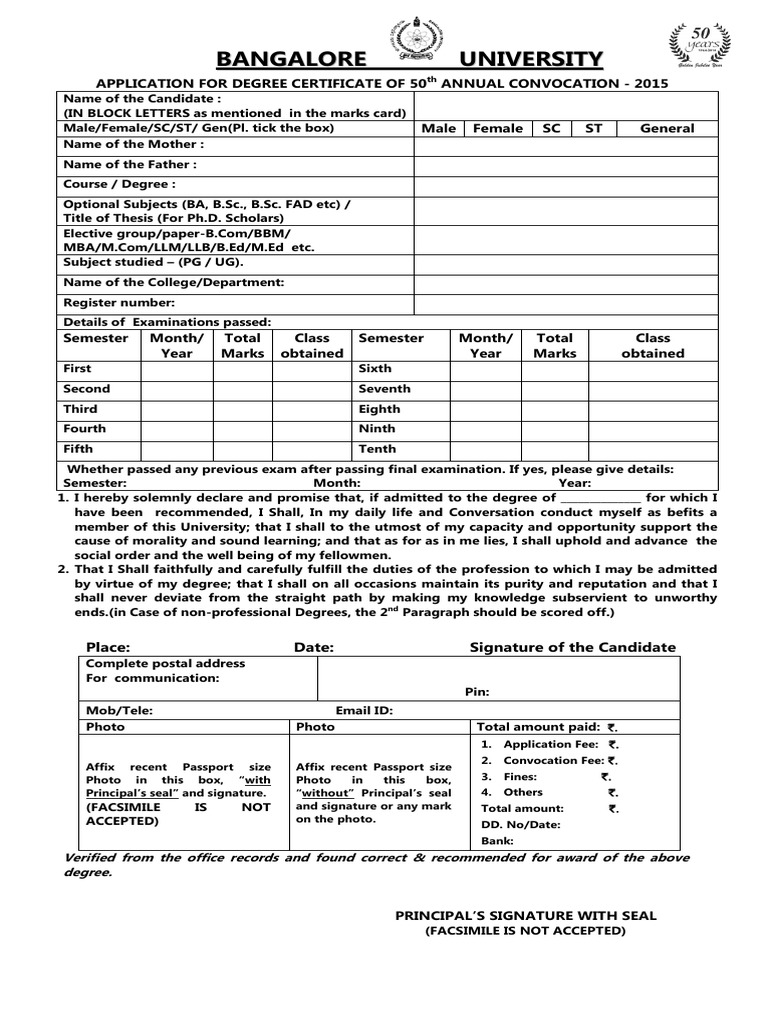 Degree Certificate Application Form | PDF | Sports & Recreation