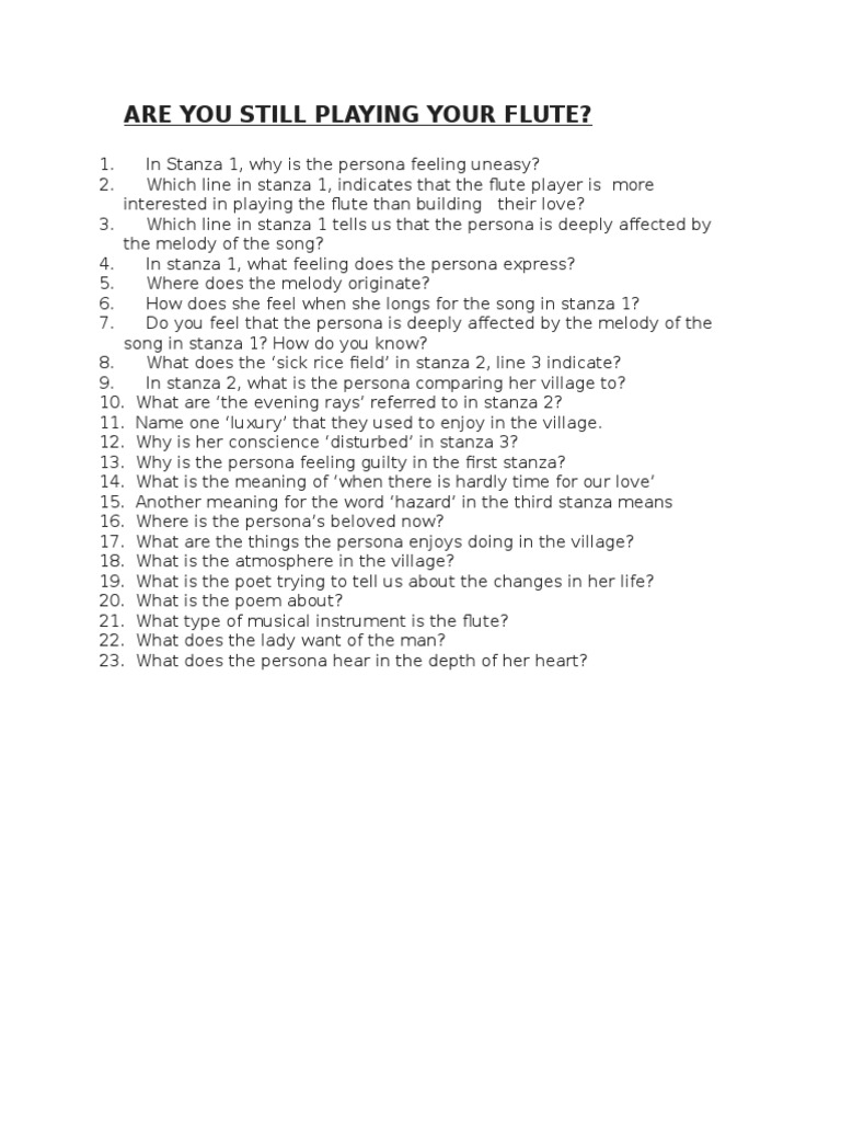 Are You Still Playing Your Flute ? Exercises | PDF