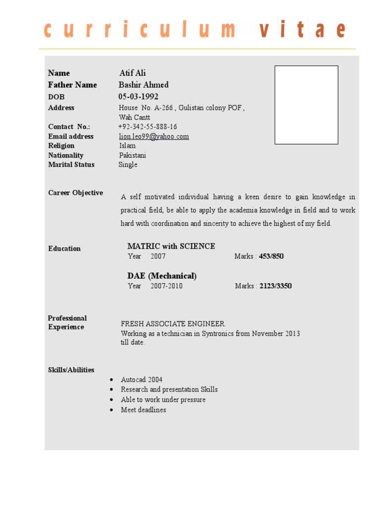 Atif Ali's Resume: Engineer Profile | PDF | Career & Growth | Art