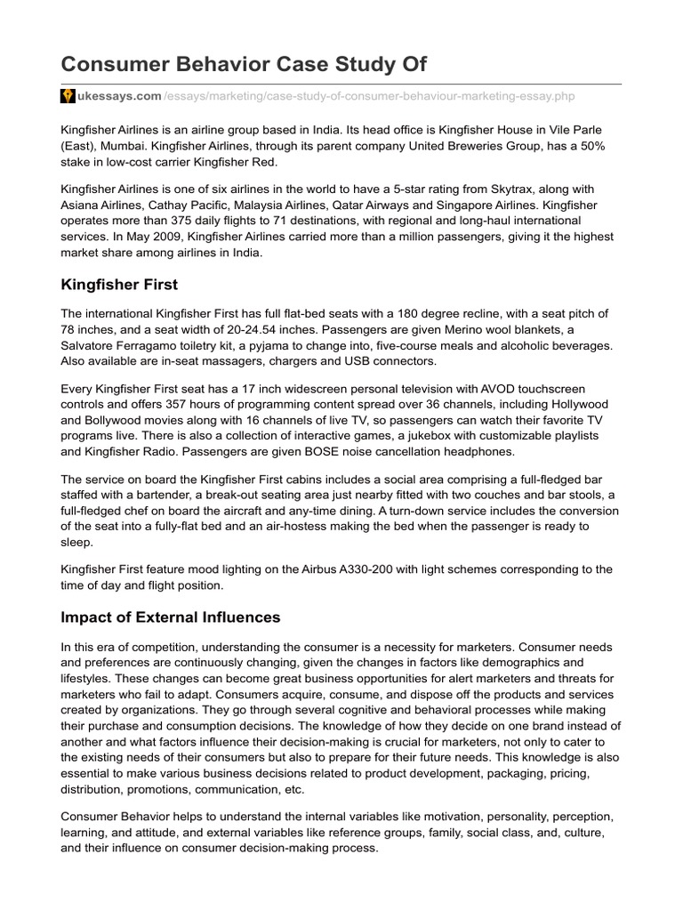 Consumer Behavior Case Study of | PDF | Aviation | Transport