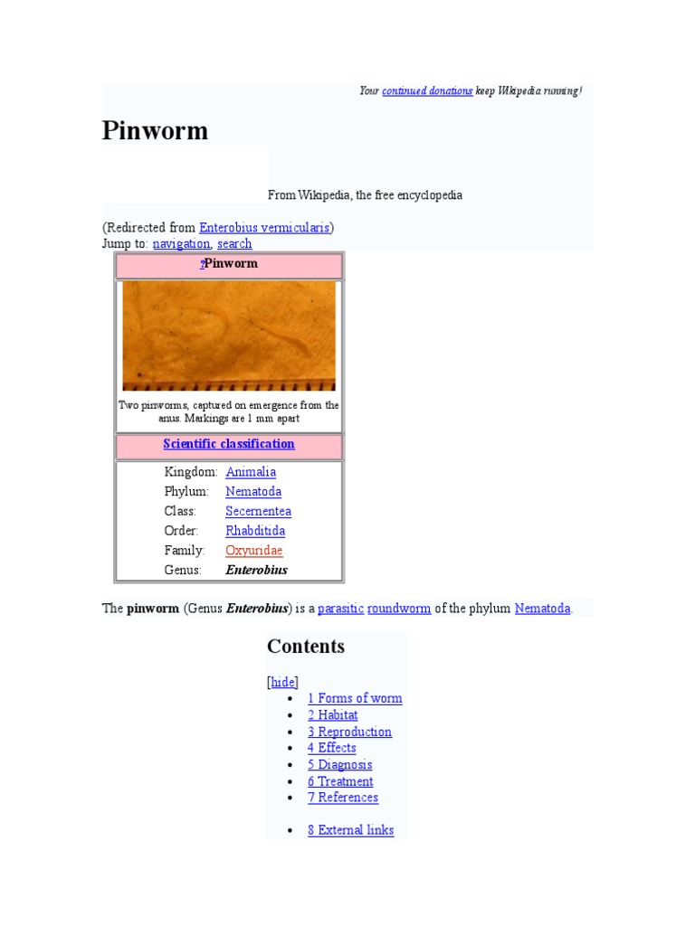 Pin Worm | PDF | Medicine | Medical Specialties