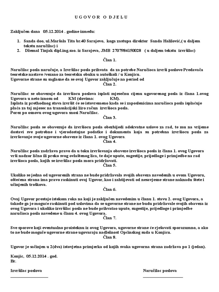 Ugovor o Djelu 1 | PDF
