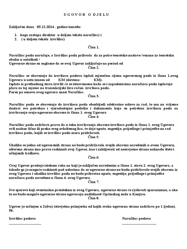 Ugovor o Djelu 1 | PDF