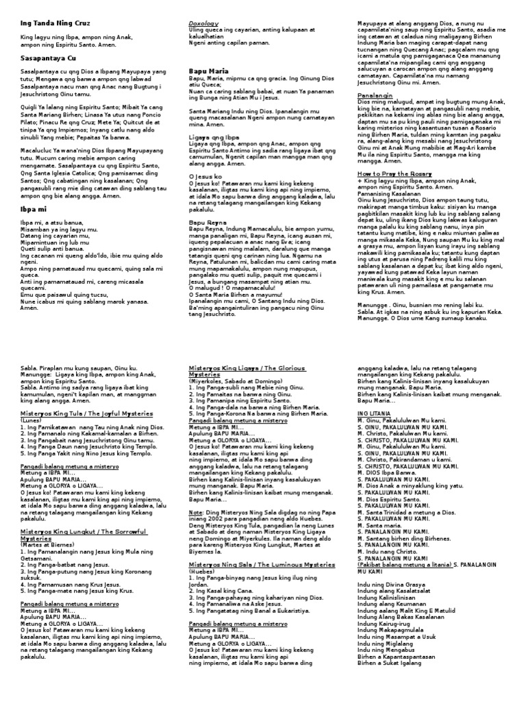 Kapampangan Rosary Prayer Guide | PDF | Religious Rituals | Religious ...