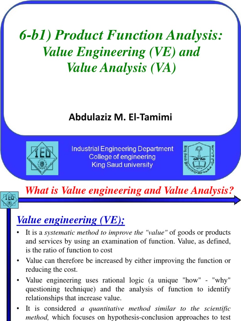 VAVE | PDF | Value (Economics) | Reliability Engineering