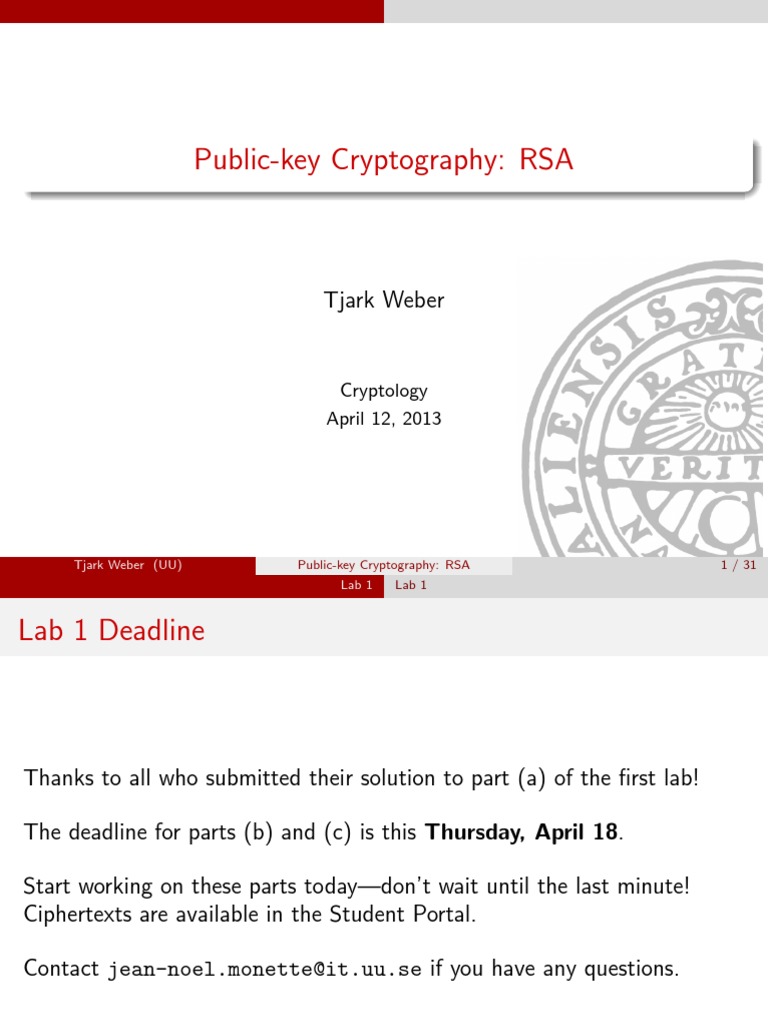 04 Public Key Cryptography RSA | PDF | Cryptography | Public Key ...
