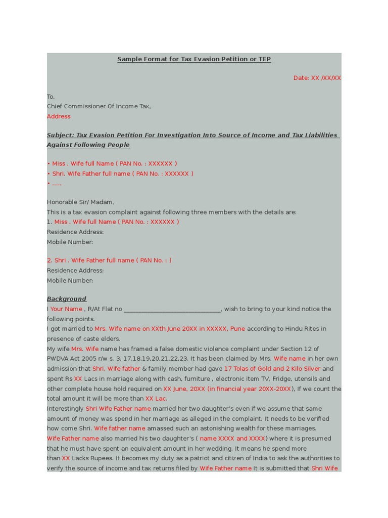 Tax Evasion Petition | PDF | Tax Return (United States) | Taxes