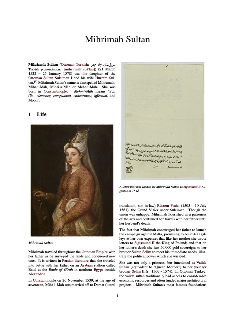 Mihrimah Sultan | PDF | Politics Of The Ottoman Empire | Muslim Empires