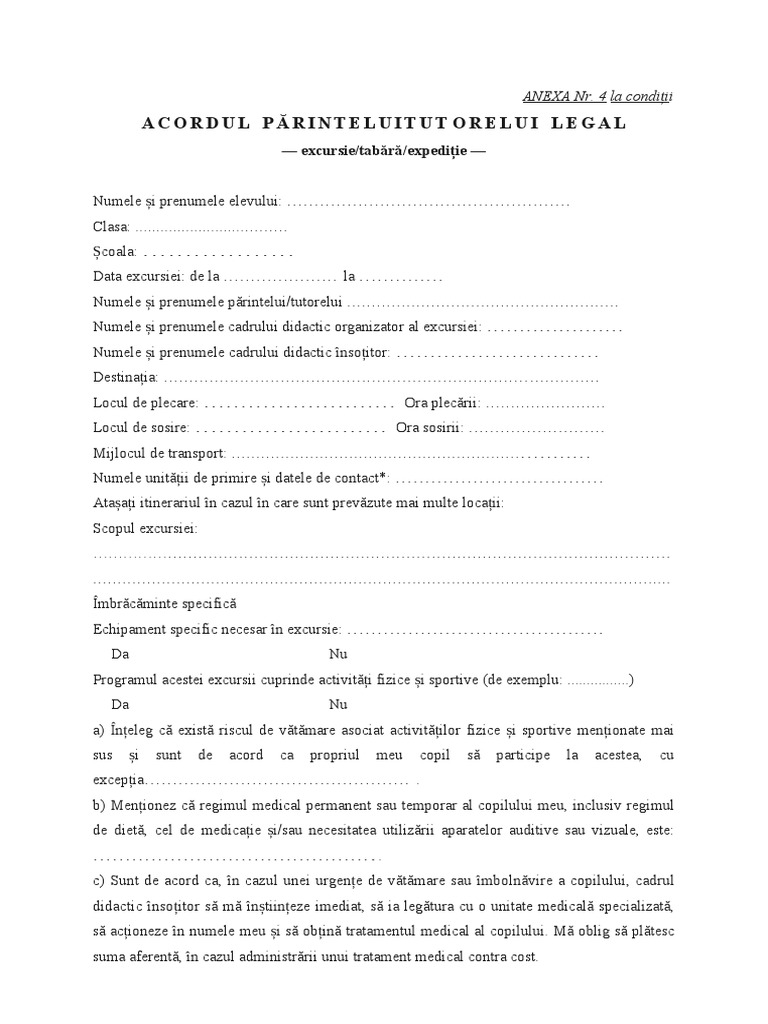 Declaratie Parinte, Elev | PDF