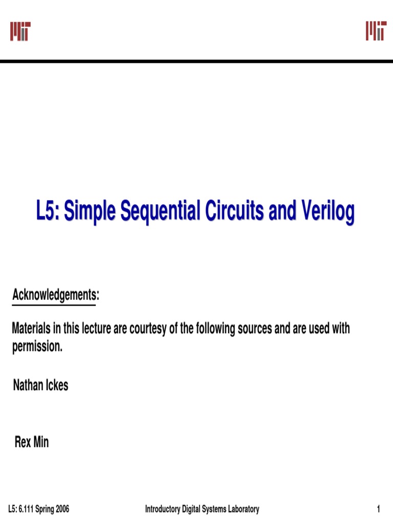 L5: Simple Sequential Circuits and Verilog | PDF | Electronic Design Automation | Electronic ...