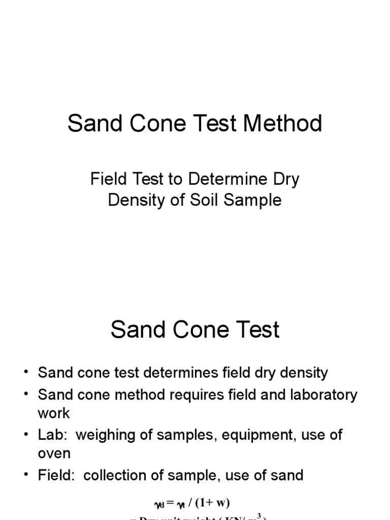 Sand Cone Test | PDF