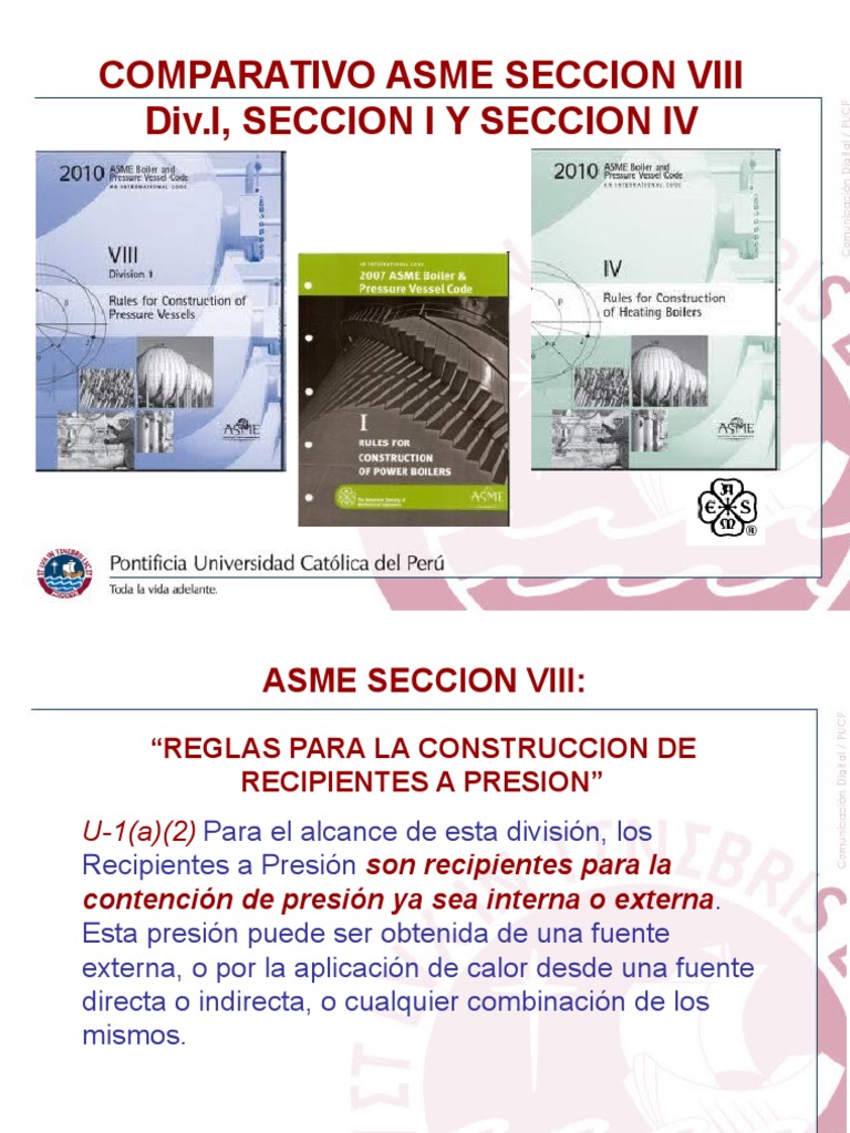Comparativo ASME Sección I, IV y VIII | PDF | Locomotora de vapor | Presión