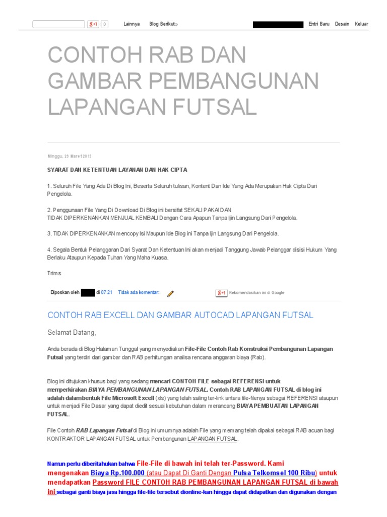 Contoh RAB dan Gambar Futsal | PDF