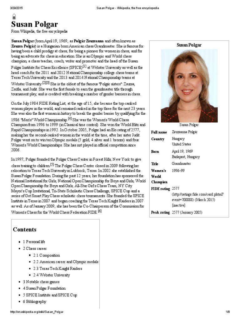 Susan Polgar | PDF | Competitive Games | Traditional Board Games