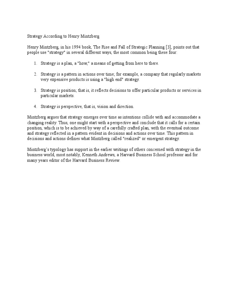 5 P's Strategy According To Henry Mintzberg | PDF | Strategic ...