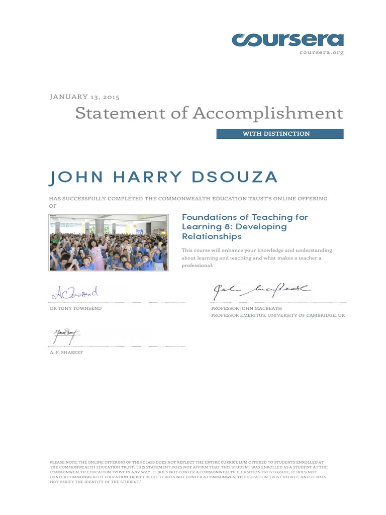 Online Teaching Course Completion Certificate | PDF | Social Science