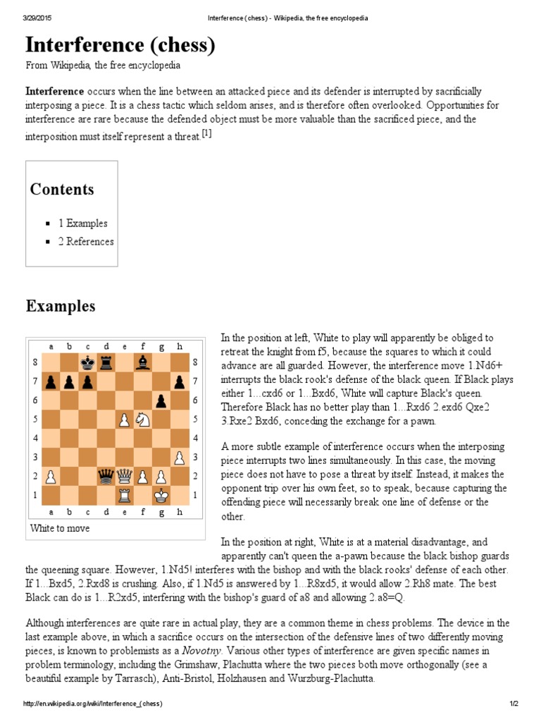 Interference (Chess) | PDF | Chess Theory | Chess