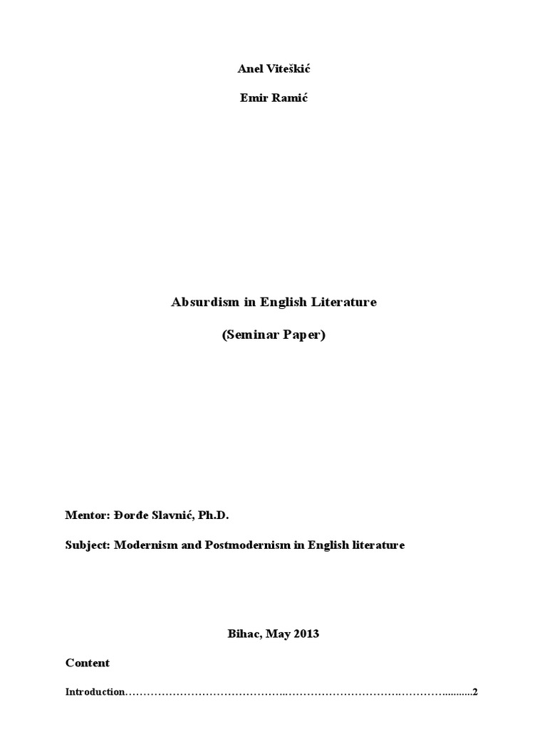 Absurdism in English Literature | PDF