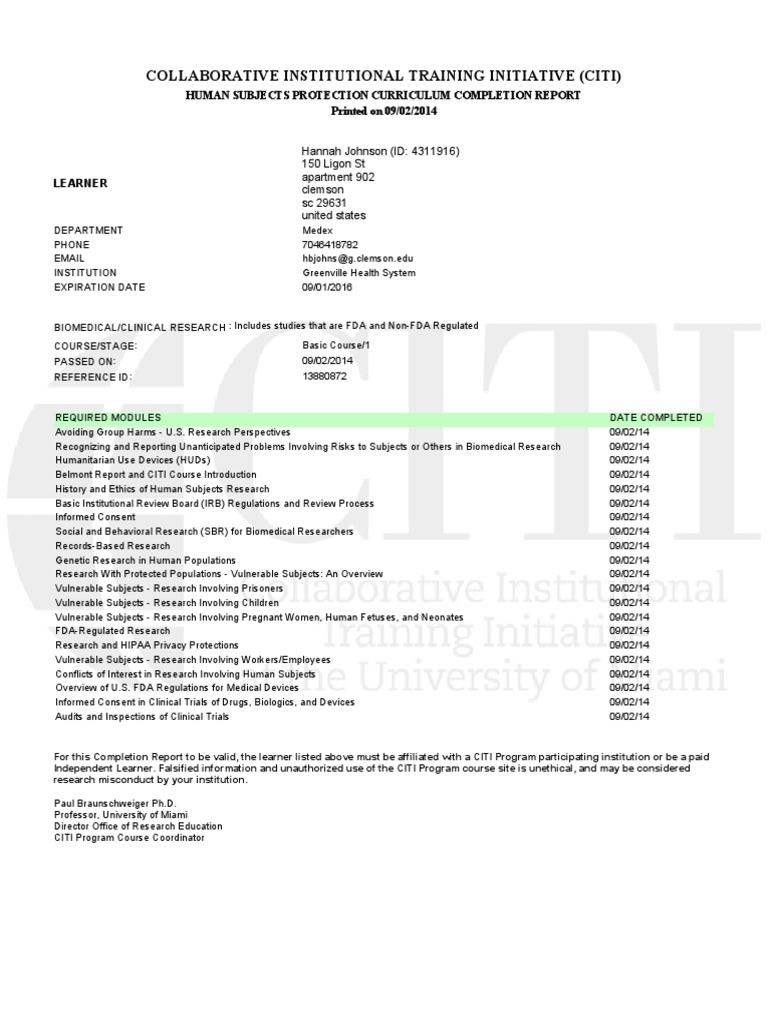 Citi Completion Report 4311916 | PDF | Self-Improvement