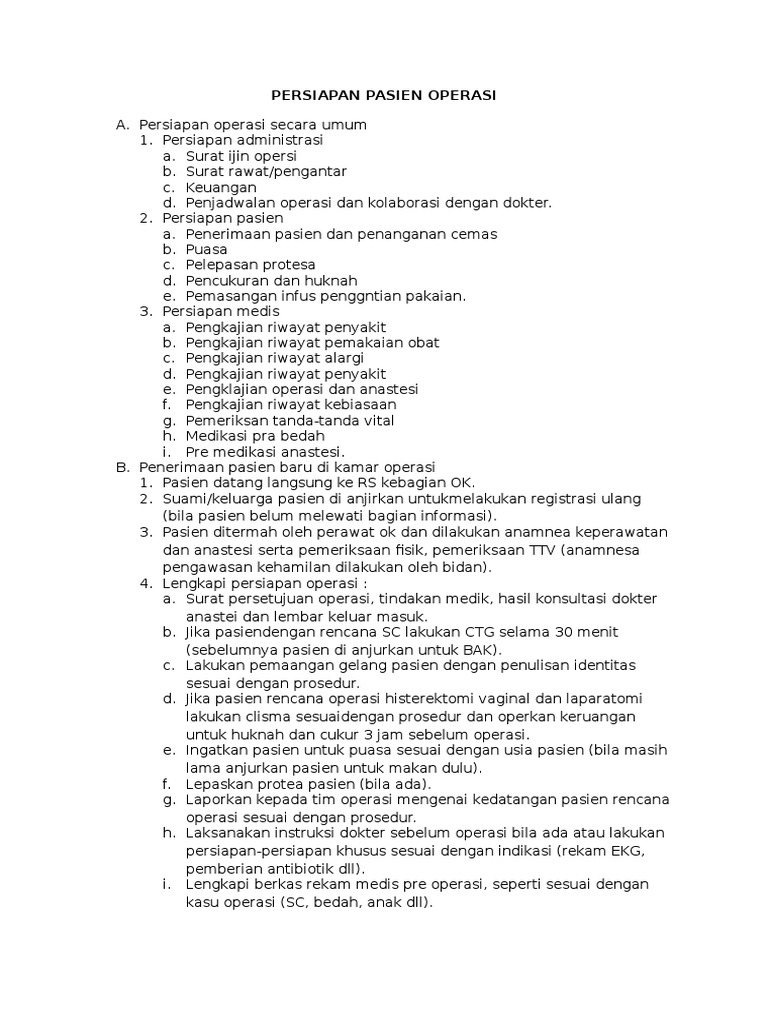 Persiapan Pasien Operasi | PDF | Kesehatan Holistik | Sains & Matematika