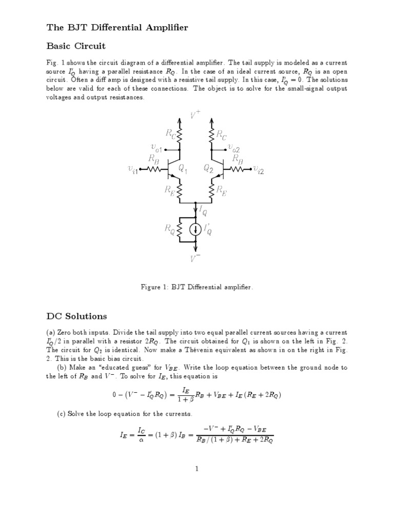 Bjt differential amplifier basics of computer