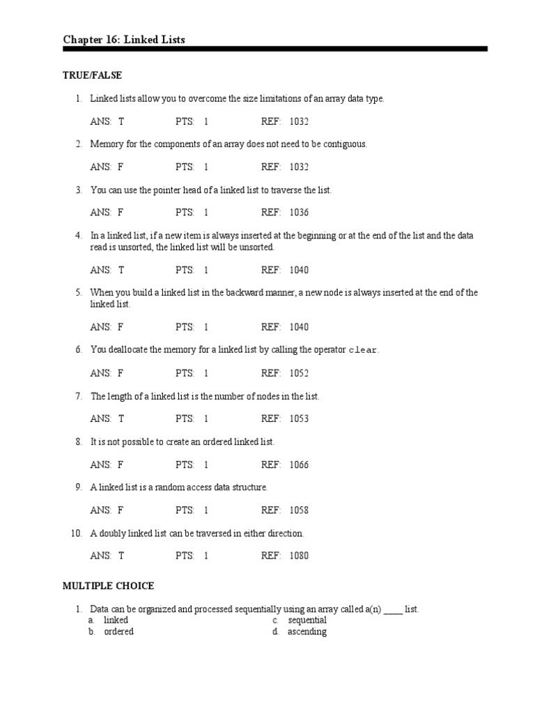 Malik Chapter 16 Quiz | Download Free PDF | Pointer (Computer ...