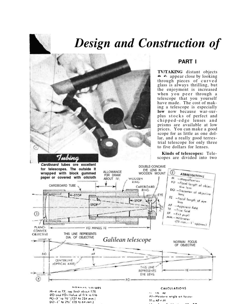 Telescope Design 1 | PDF | Lens (Optics) | Glass Engineering And Science