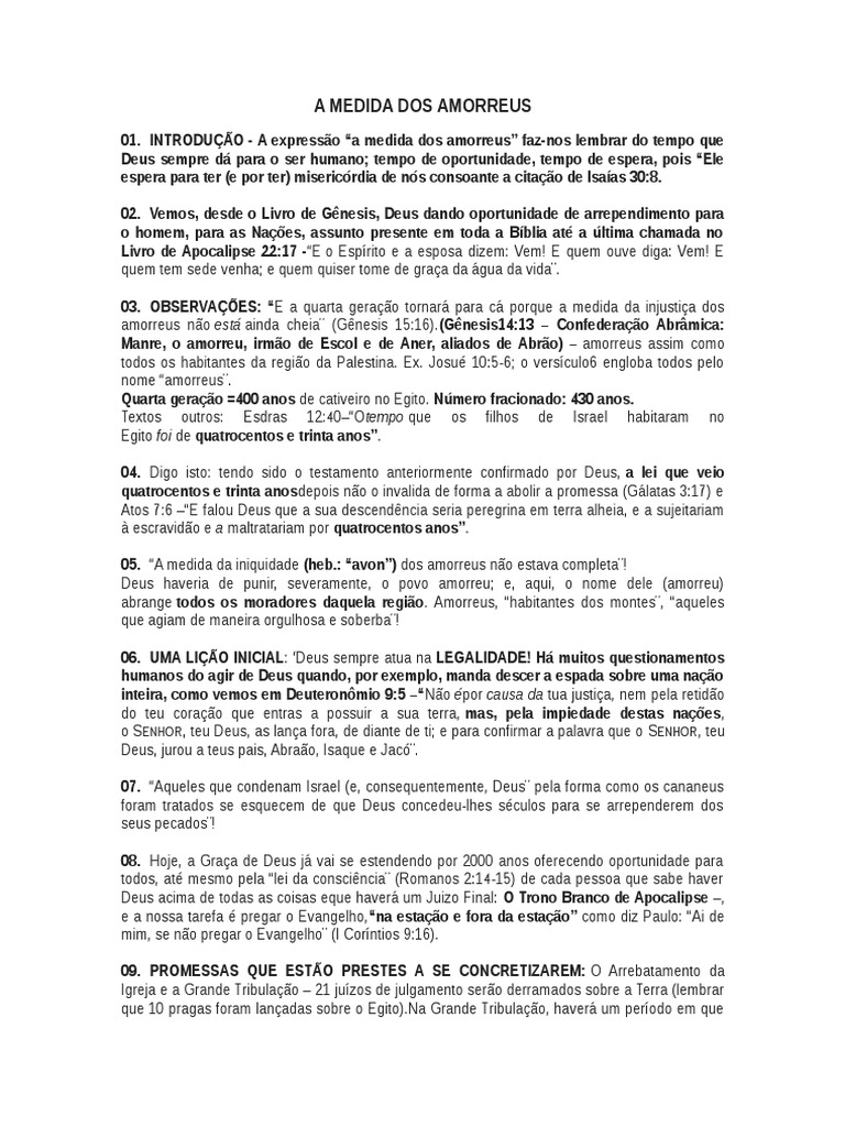 A Medida Dos Amorreus | PDF | Gênesis (livro) | Juízo final