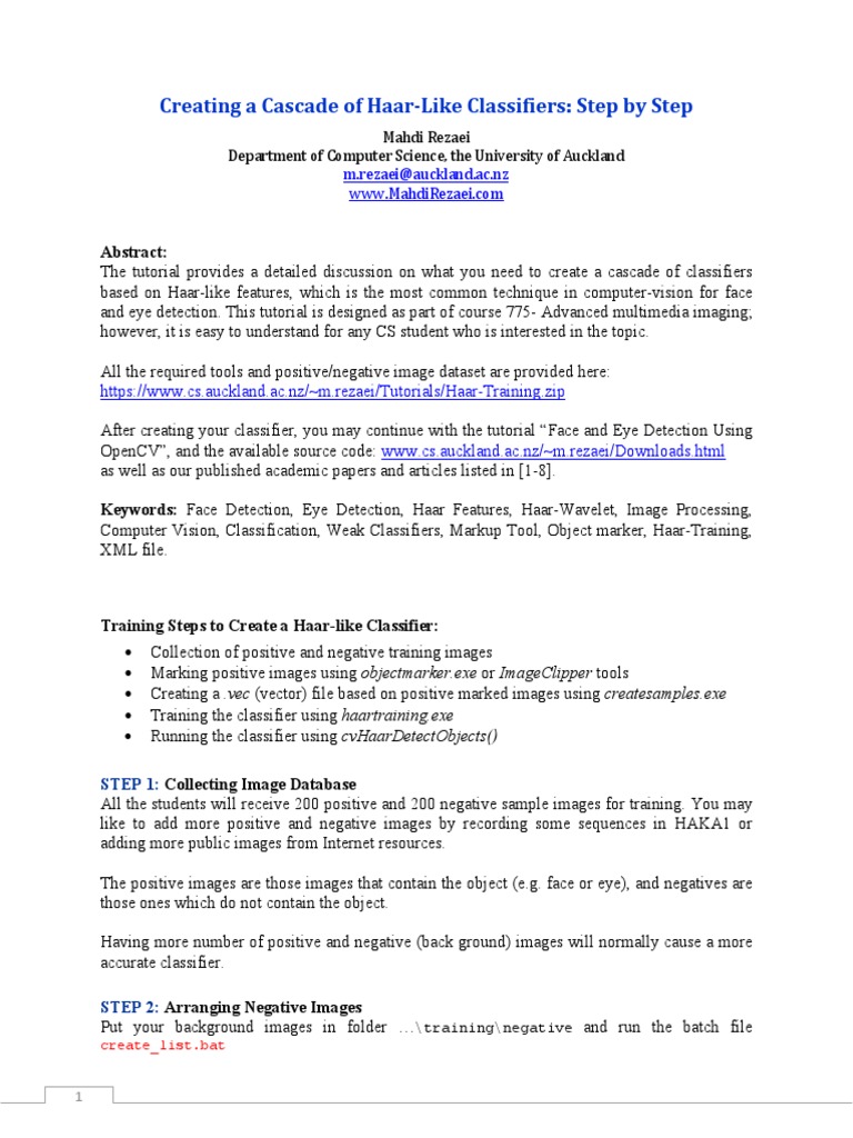 Tutorial Creating A Cascade Of Haar Like Classifiers Step By Step Pdf Computer File
